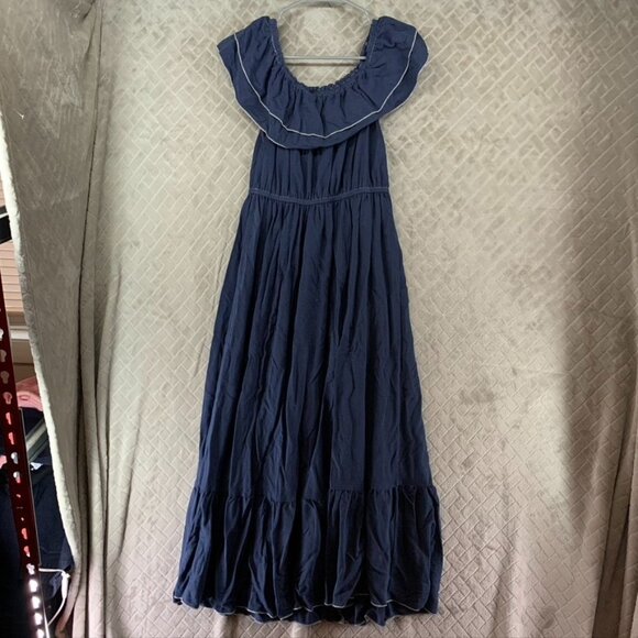 Anna-Kaci | Dresses | Anna Kaci Dress Womens M Blue Ruched Off Shoulder ...